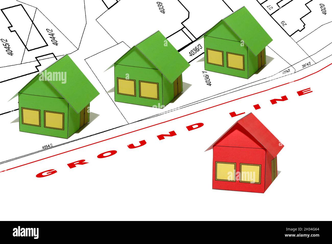 Permitted and forbidden building according to the building plan Stock ...