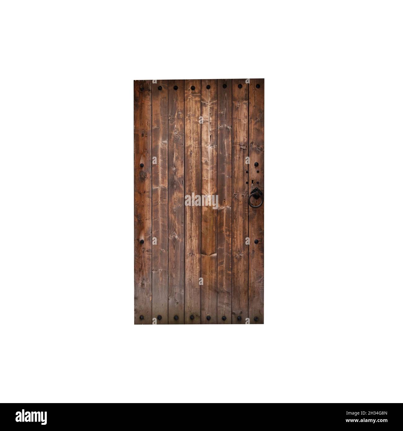Ancient wooden door isolated on white background Stock Photo - Alamy