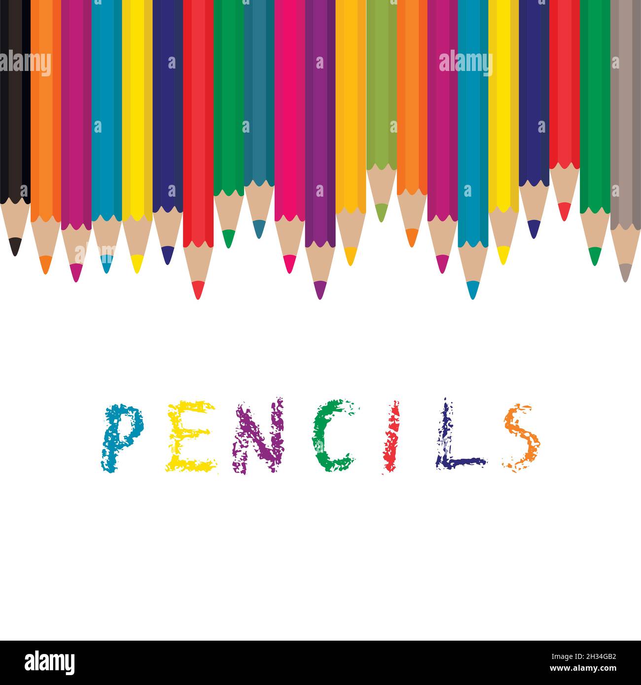Colored pencils background. Colorful banner with pencils set. Vector ...