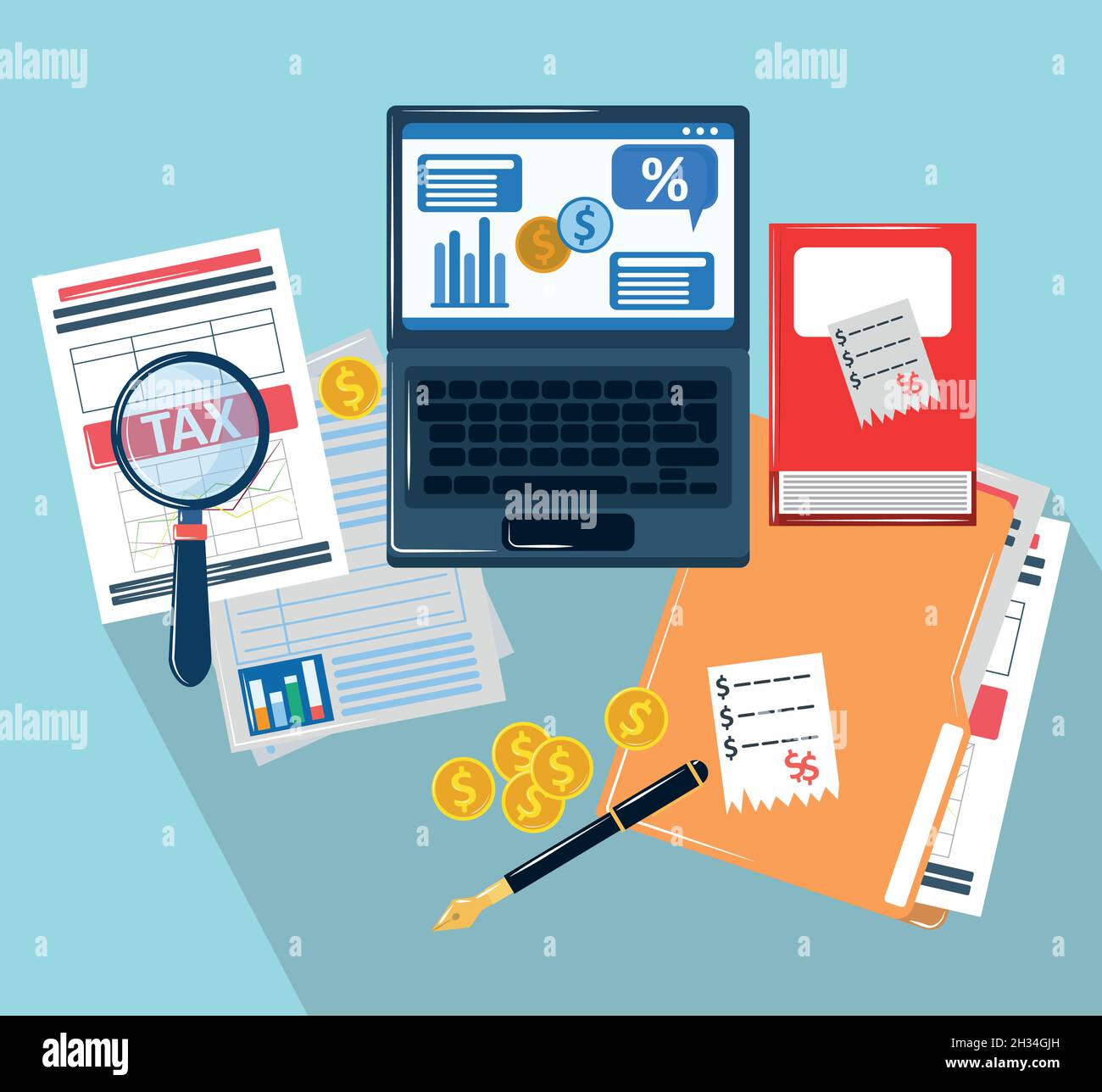 documents for tax calculation Stock Vector Image & Art - Alamy