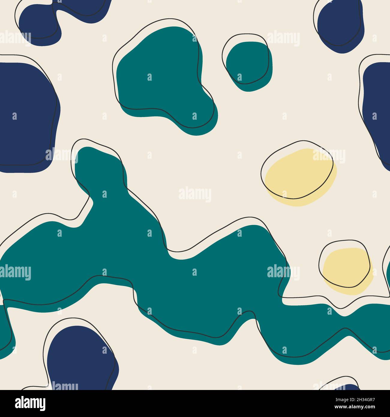 Seamless abstract organic blog shapes in various colors with offset ...