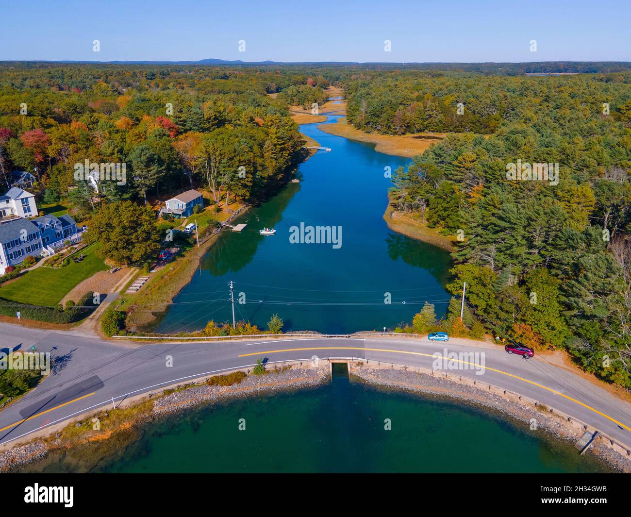 Chauncey Creek aerial view in fall between Gerrish Island and Kittery ...