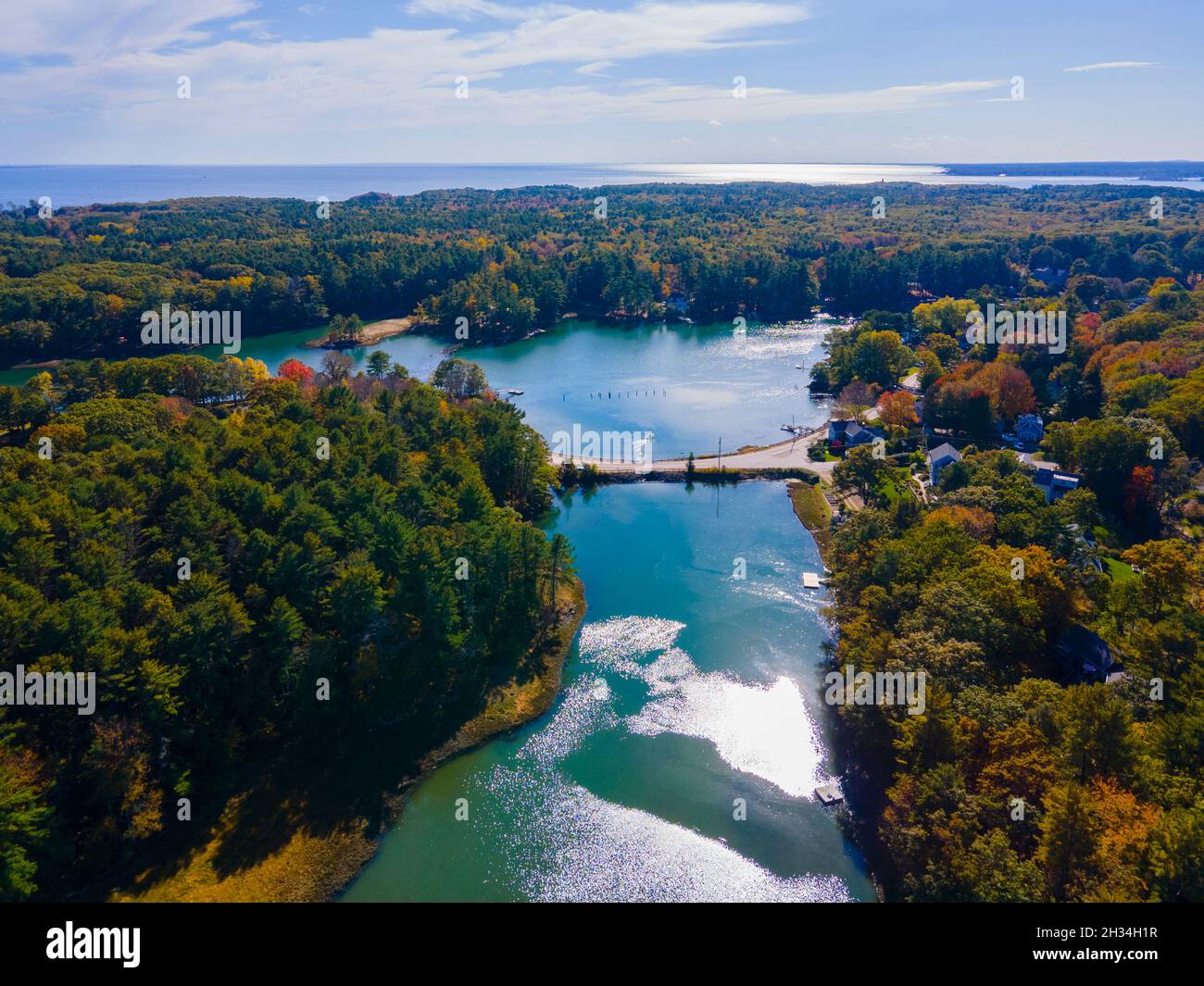 Chauncey Creek aerial view in fall between Gerrish Island and Kittery ...