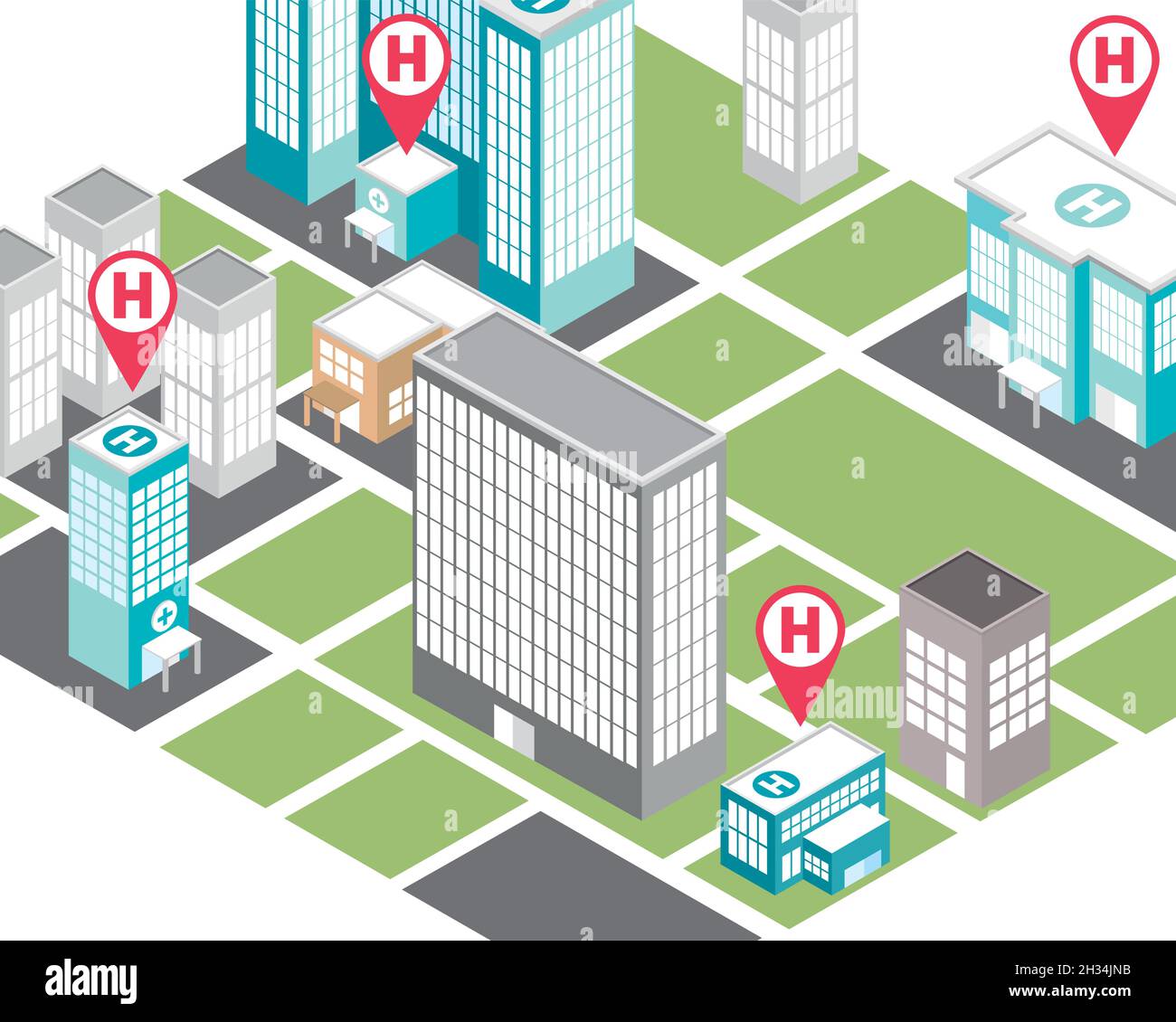 isometric city map hospitals Stock Vector Image & Art - Alamy