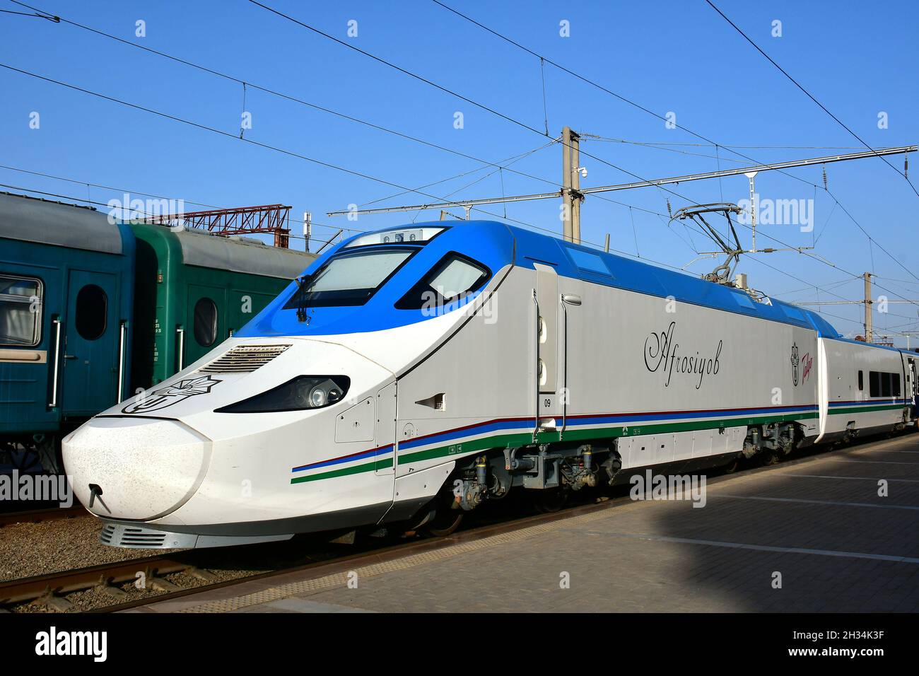 Afrosiab (Afrosiyob) high speed train, Train Station, Samarkand ...