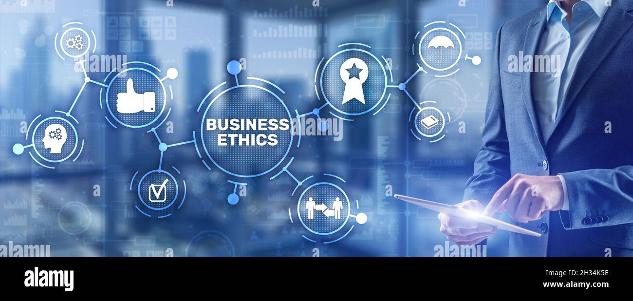 Business ethics Behavior and manners concept. Businessman pressing ...