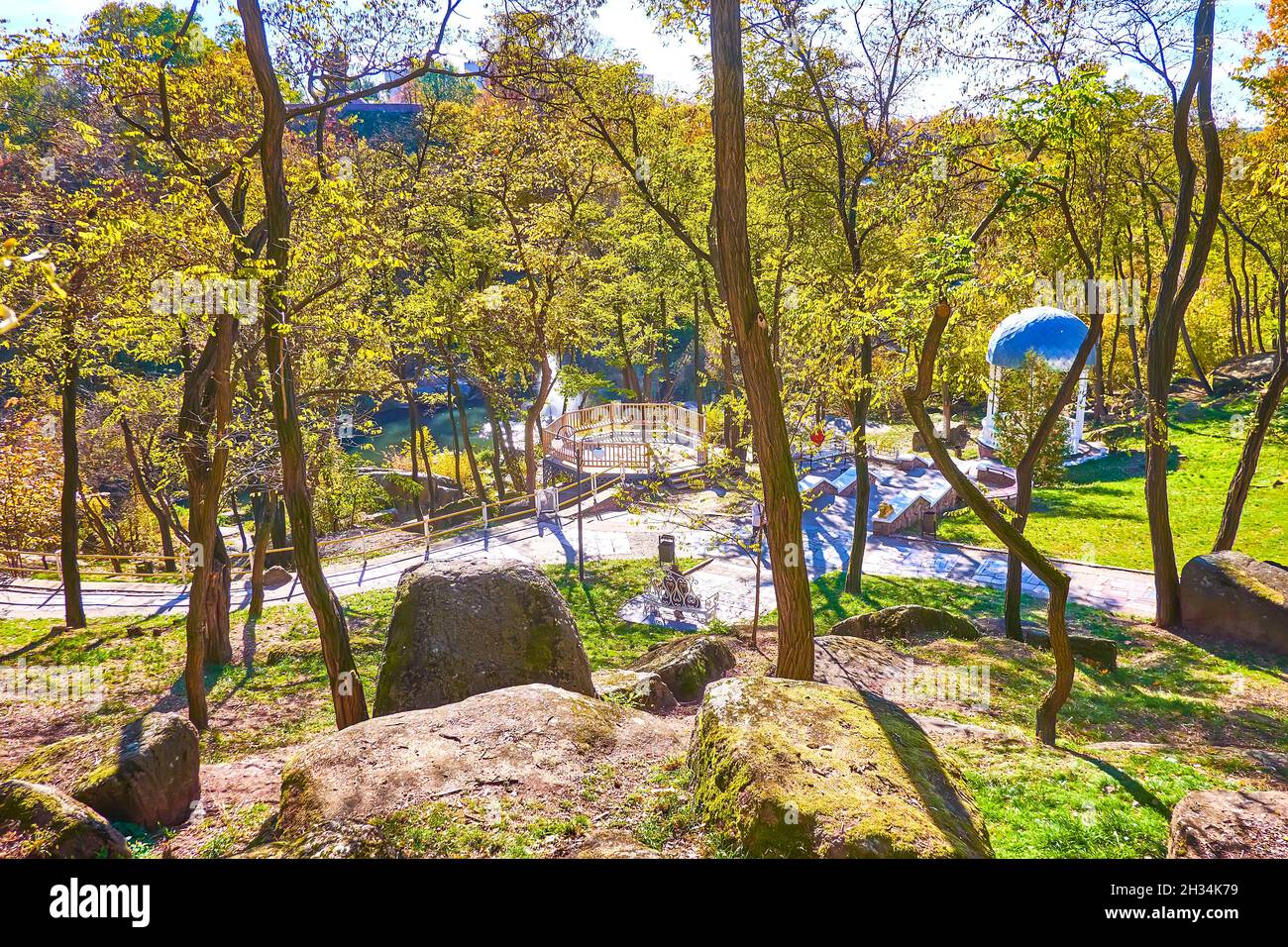 The scenic Drevlians Park with granite boulders, the proud of city ...