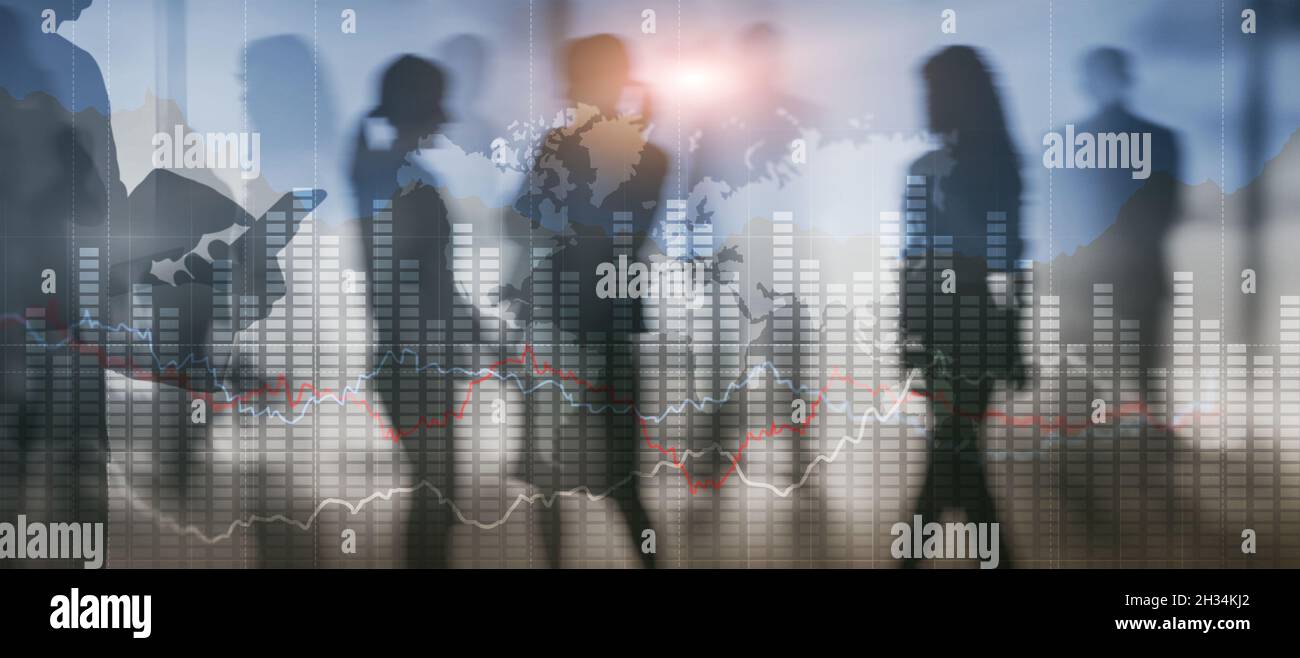 Business graph chart. Virtual screen with stock market changes ...