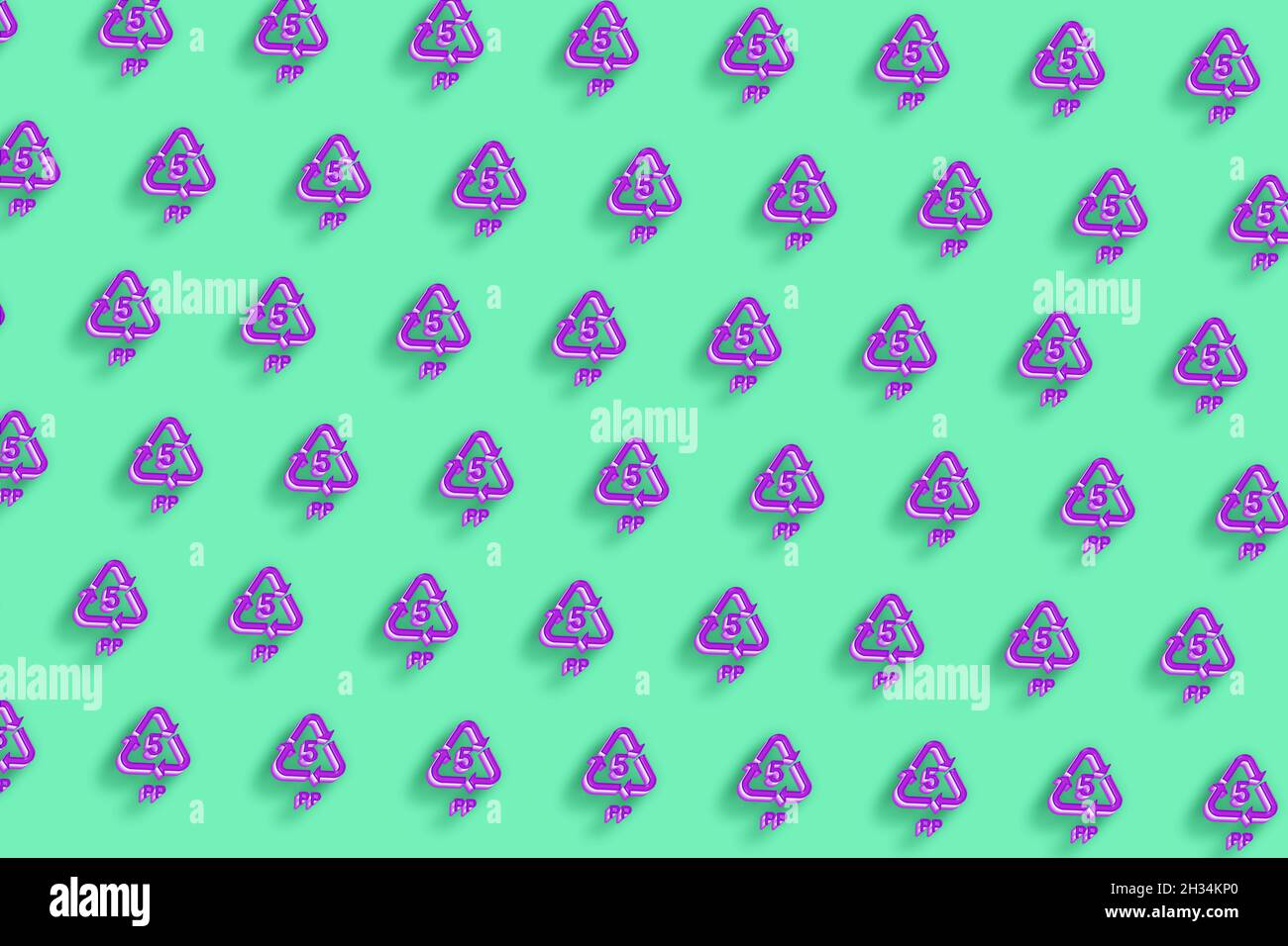 PP, Plastic recycling symbol PP 5, green minimal background Stock Photo ...