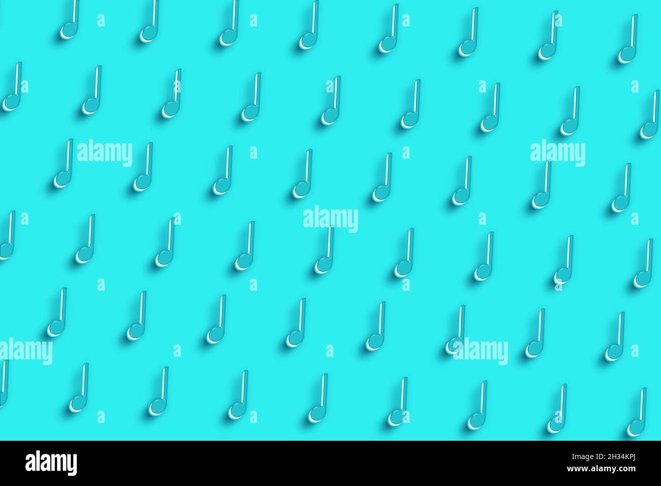 Quarter note symbol, Music Background, Turquoise blue minimal ...