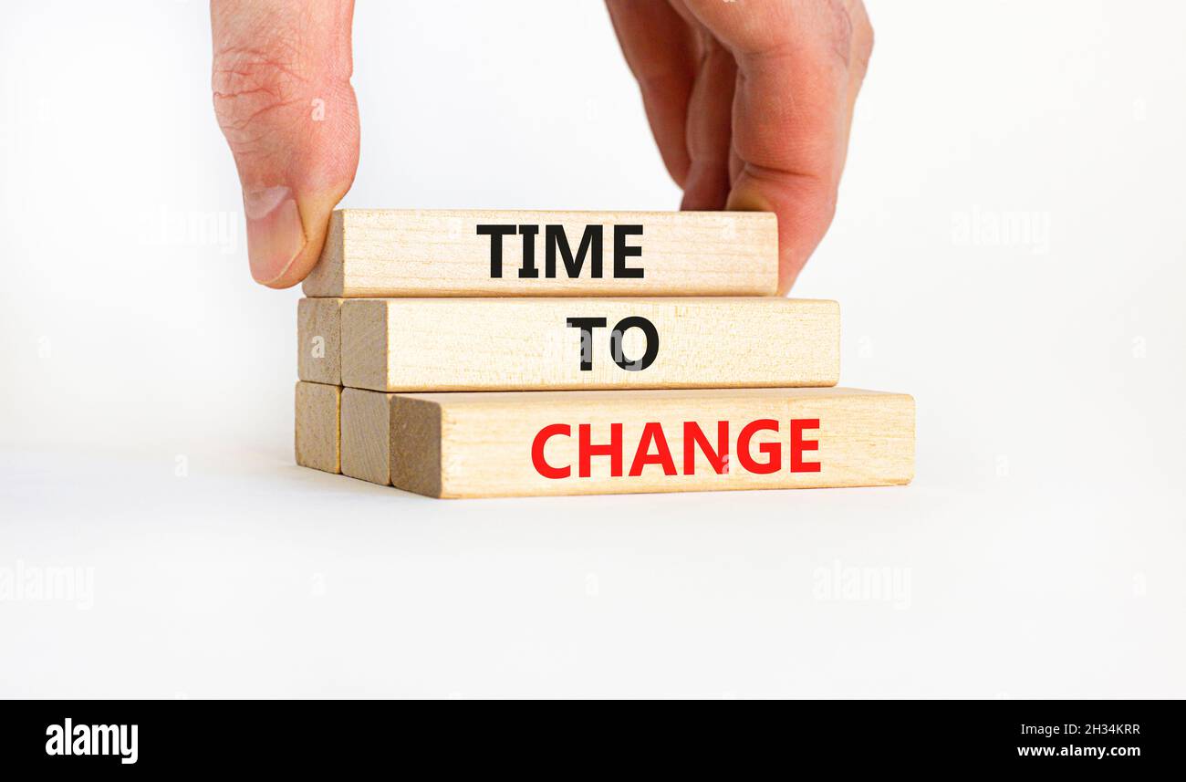 Time to change symbol. Concept words 'Time to change' on wooden blocks ...