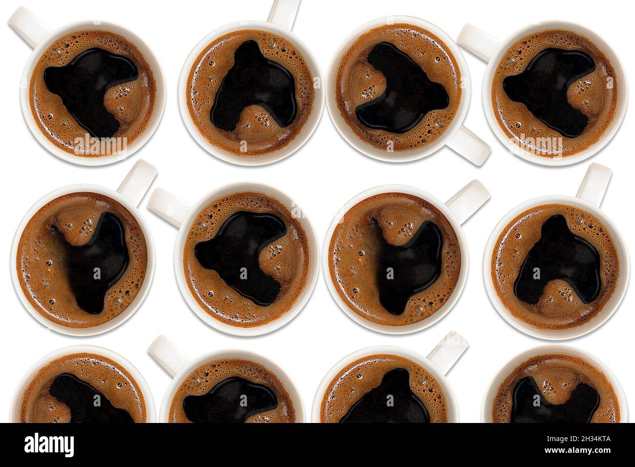 Coffee cups pattern on a white background Stock Photo - Alamy