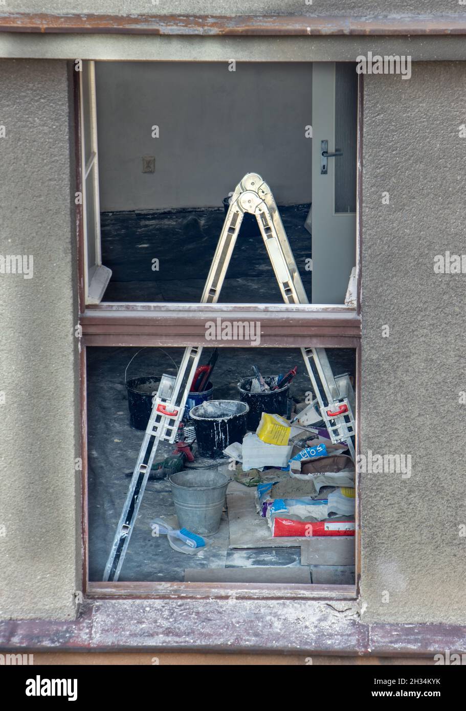 Window frame installation and open hi-res stock photography and images ...