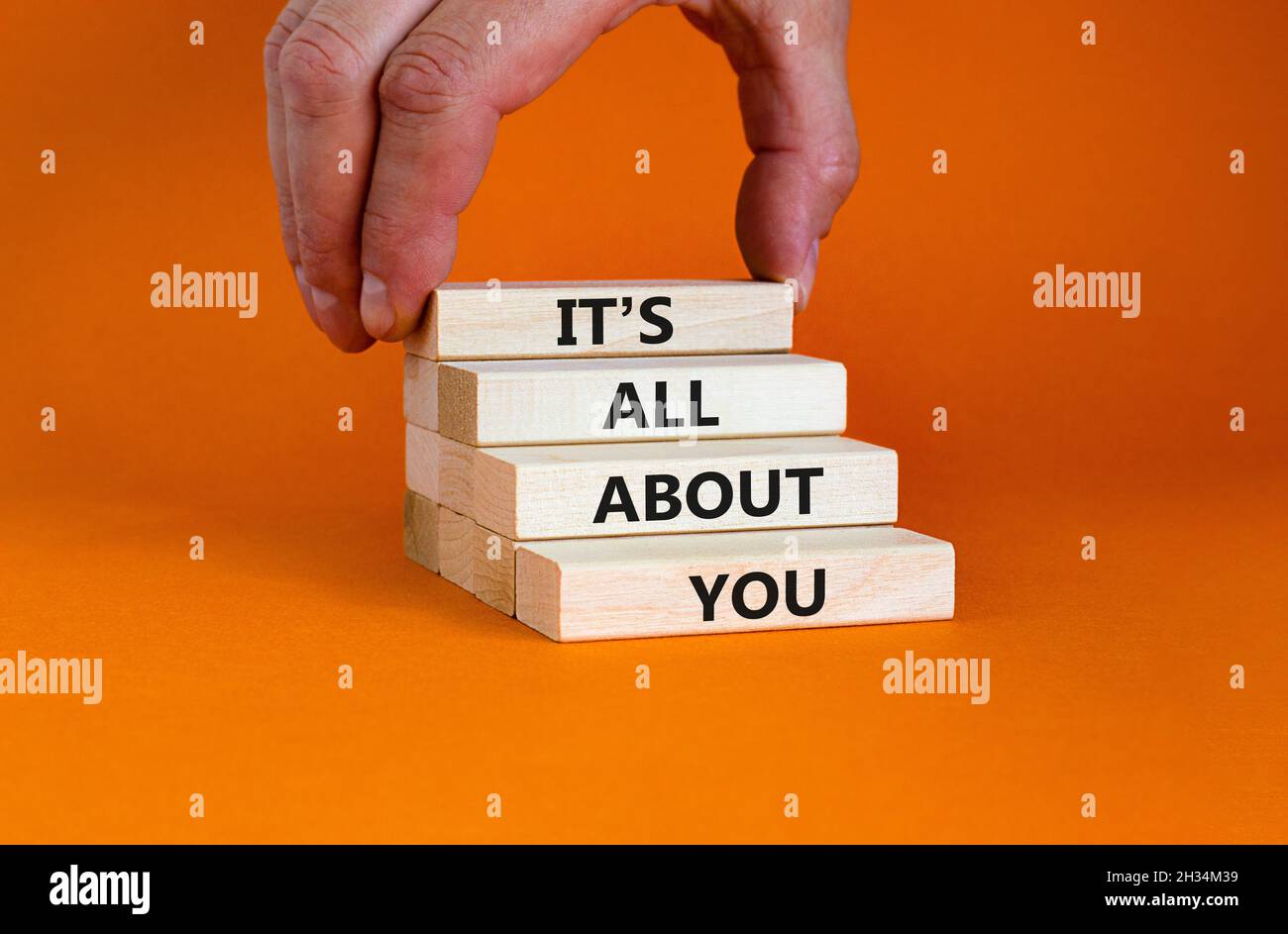 It is all about you symbol. Wooden blocks with words 'It is all about ...