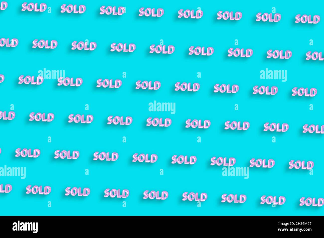 Sold sign. Sold banner, Sold sticker, Turquoise blue minimalist ...