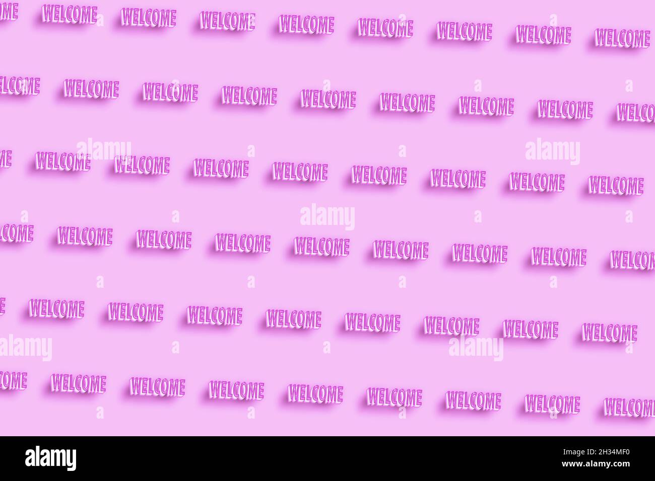Welcome poster, WELCOME letters banner, Greeting card, Pink minimal ...