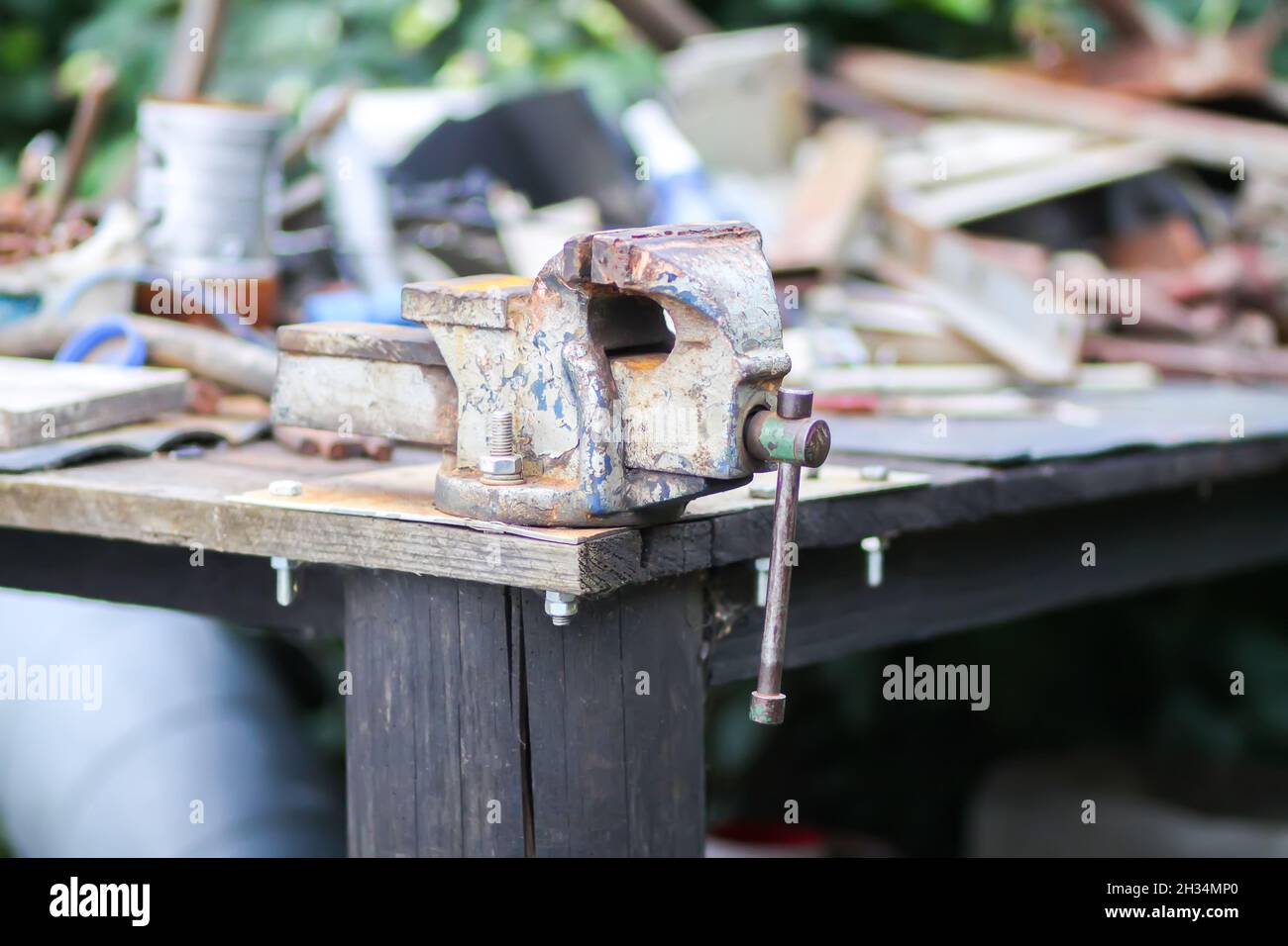 Old handmade rusty vice tool Stock Photo - Alamy