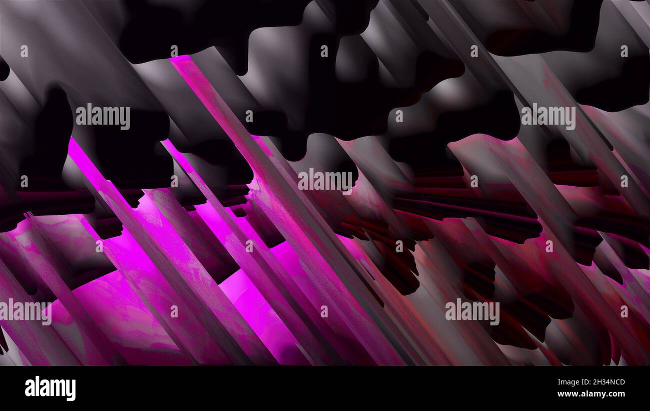 Straight geometric lines with 3d render digital textures and fractures ...