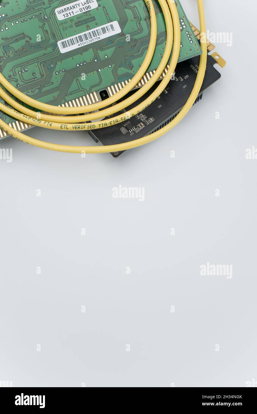 COMO, ITALY - Oct 23, 2021: electronic devices integrated circuit ...