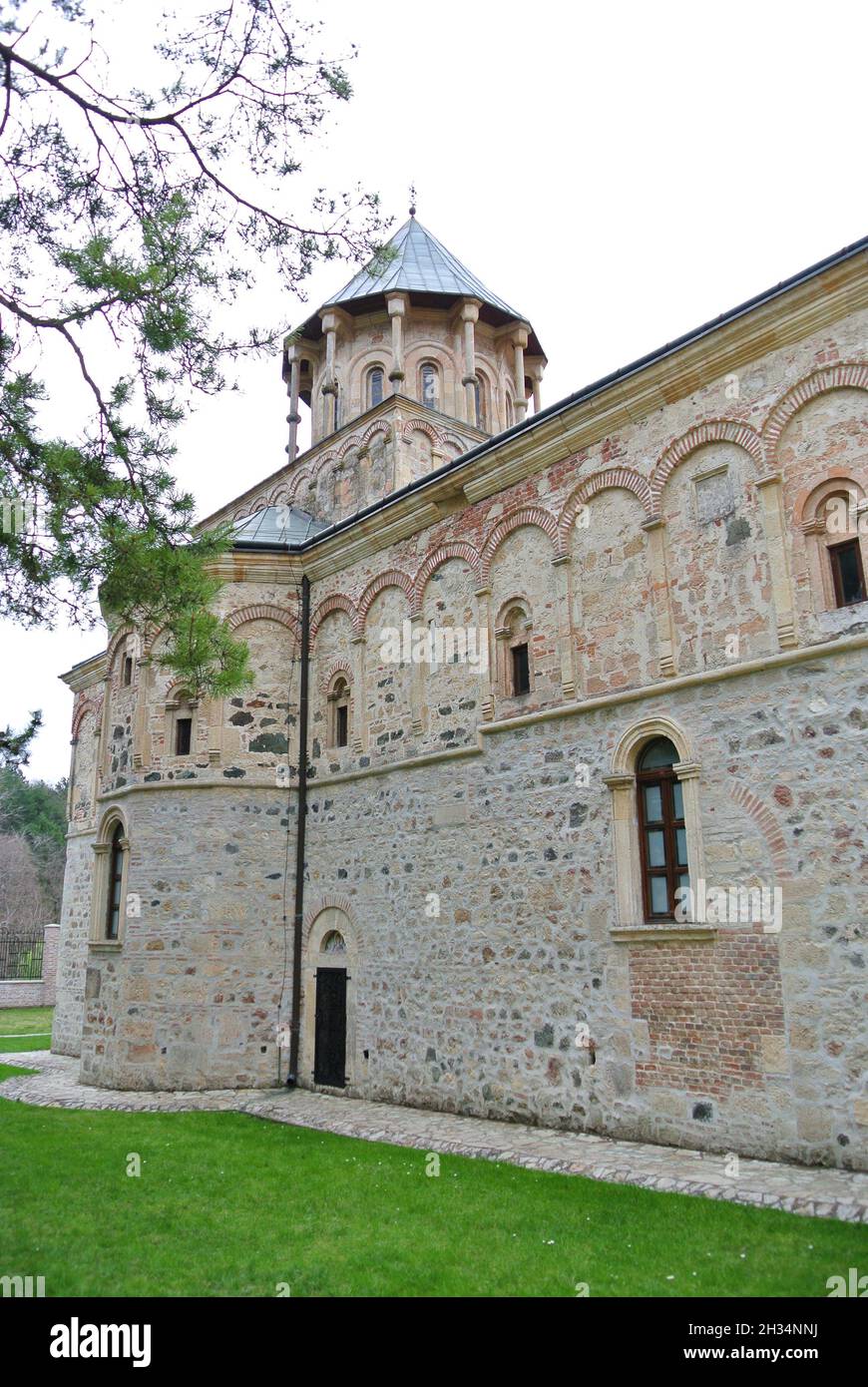 Beautiful monastery of Novo Hopovo, on the mountain Fruška Gora, in ...