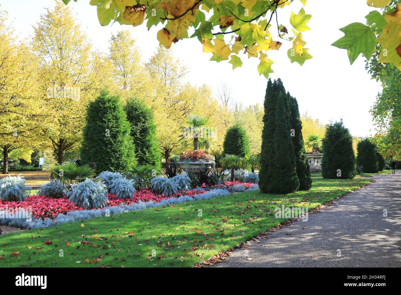 The beautiful formal English Gardens in Regents Park, in autumn ...