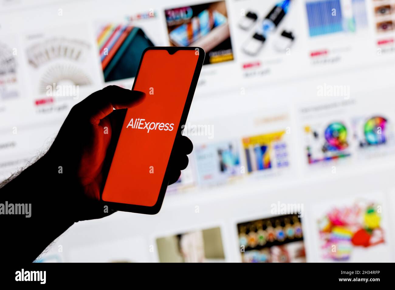 AliExpress is an Chinese online retail service. A smartphone with the ...