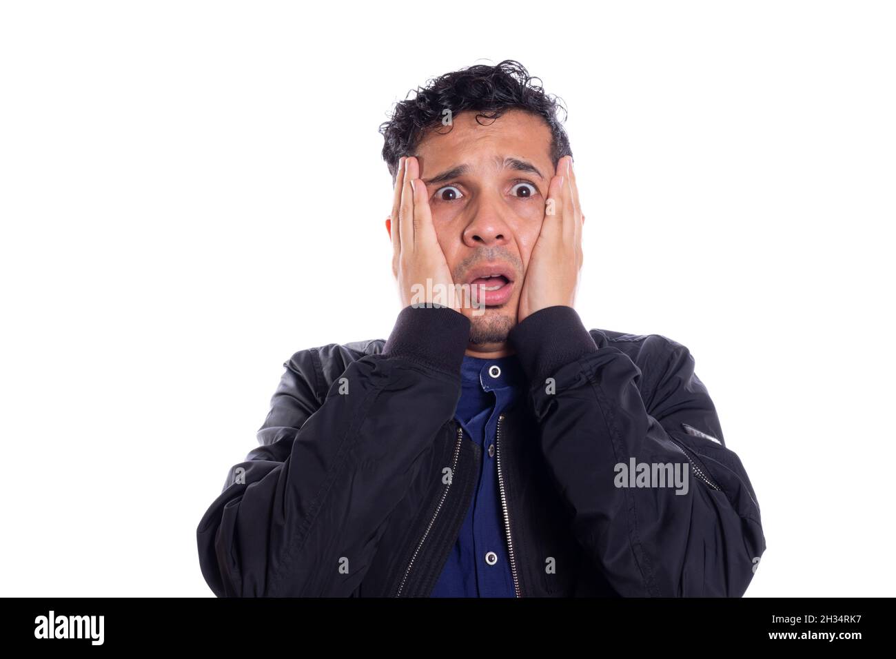 Face Screaming in Fear on white background Stock Photo - Alamy