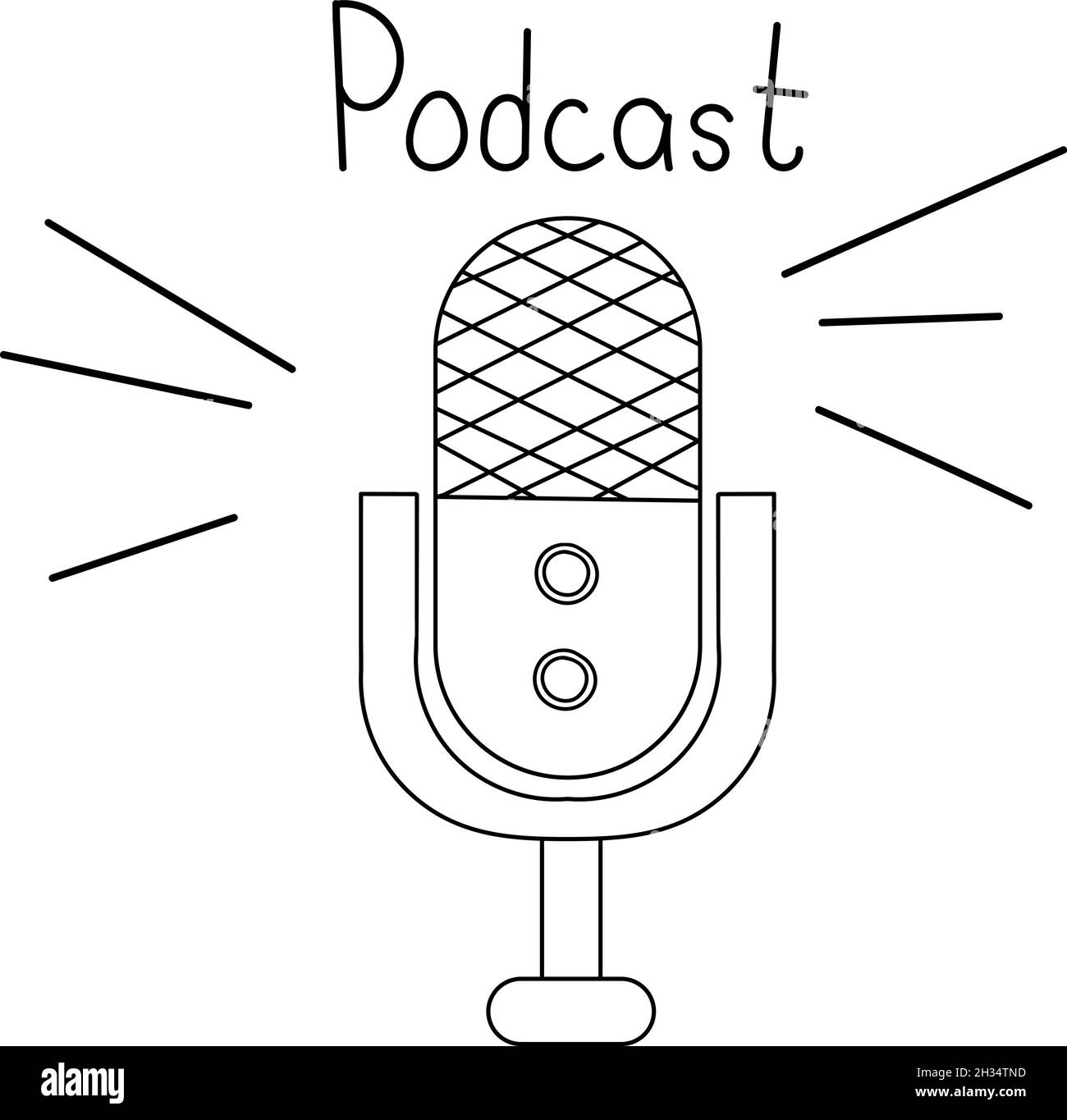 Hand drawn microphone doodle icon isolated on white vector illustration ...