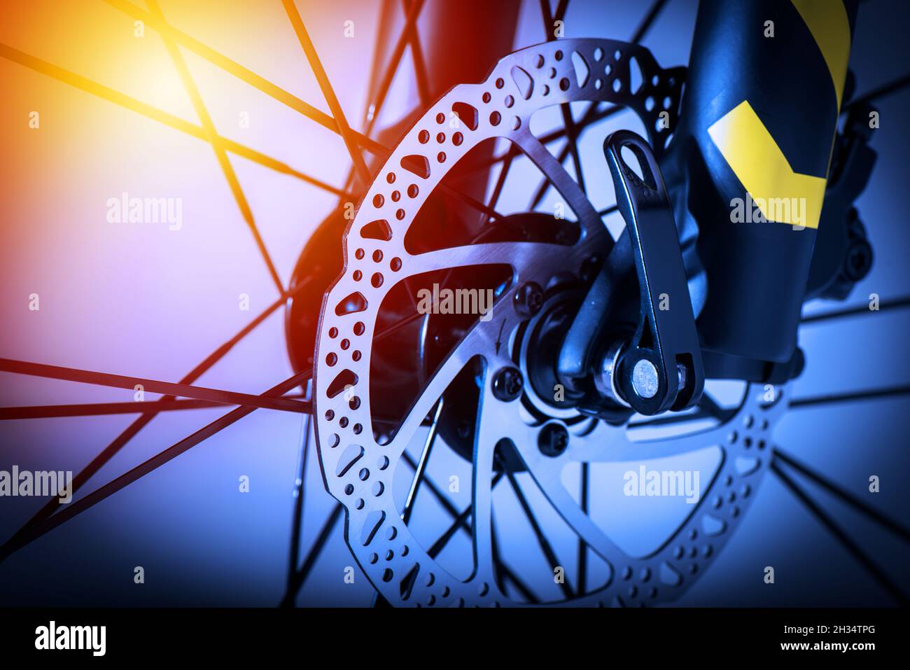 Closeup the disc break system of the moutain bike Stock Photo - Alamy