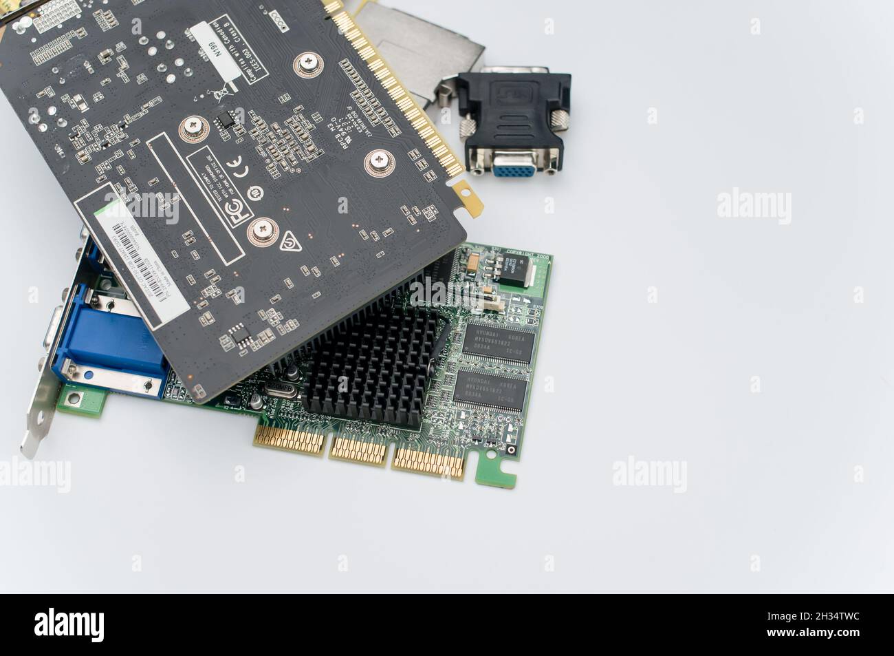 computer and peripherals electronic boards and cables on a white ...