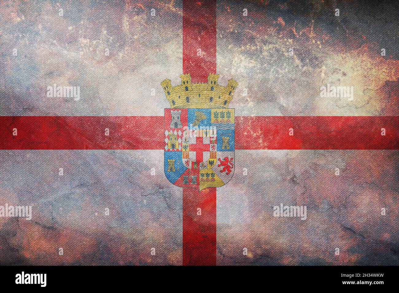 Top view of retro flag Almeria Province, Spain with grunge texture ...