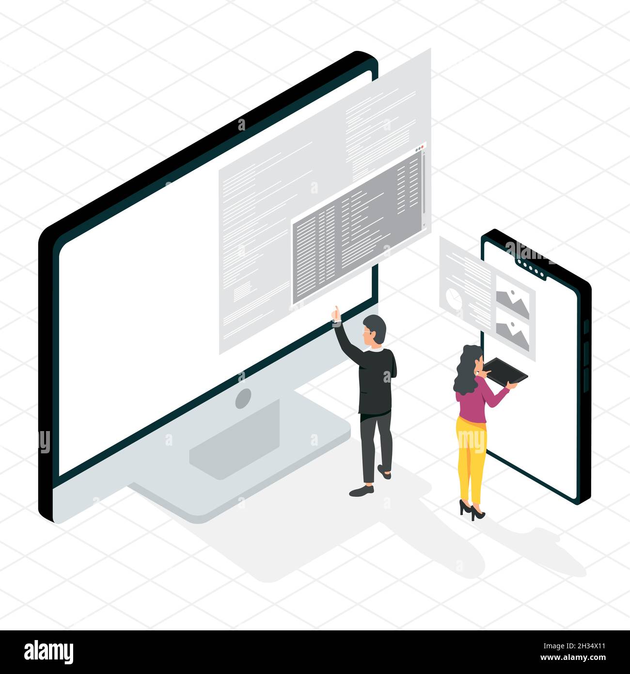 software developers couple in devices Stock Vector Image & Art - Alamy