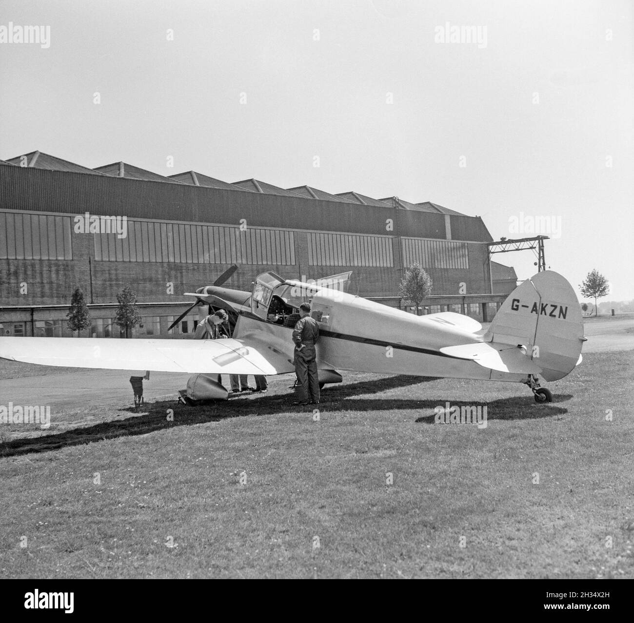 A Percival Proctor 3 aeroplane, registration G-AKZN, at an airport in ...