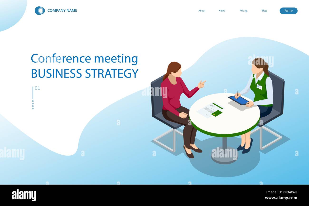 Isometric bank office. Bank employees sitting behind tables and serving ...