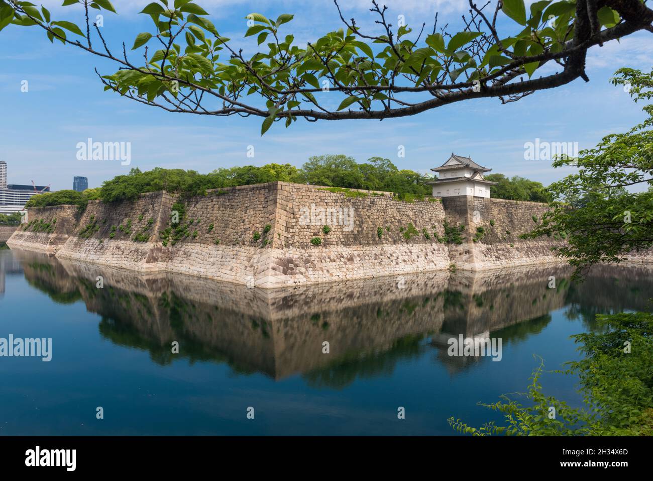 Outer moat of Osaka Castle in Osaka, Japan. The castle is one of Japan ...