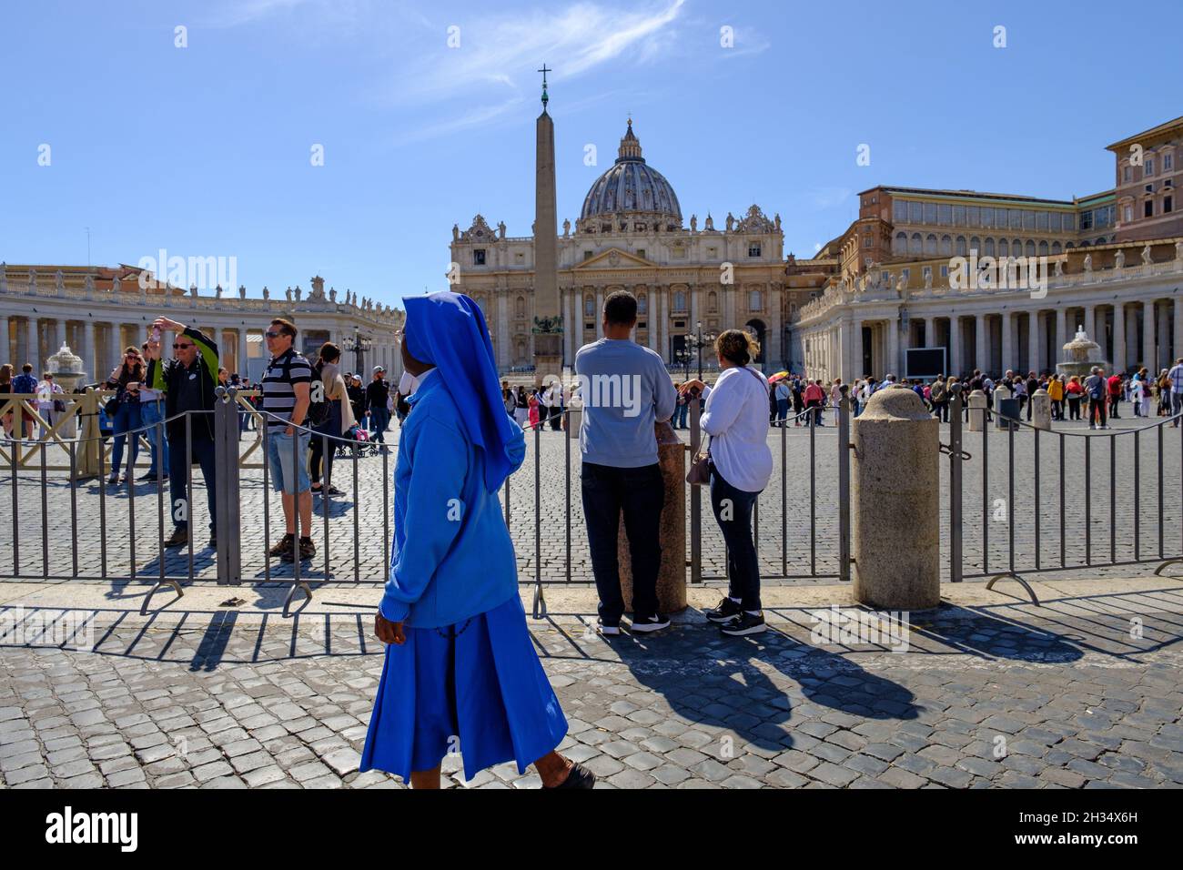 VATICAN CITY, ITALY - Jun 05, 2019: An African nun dressed in blue ...