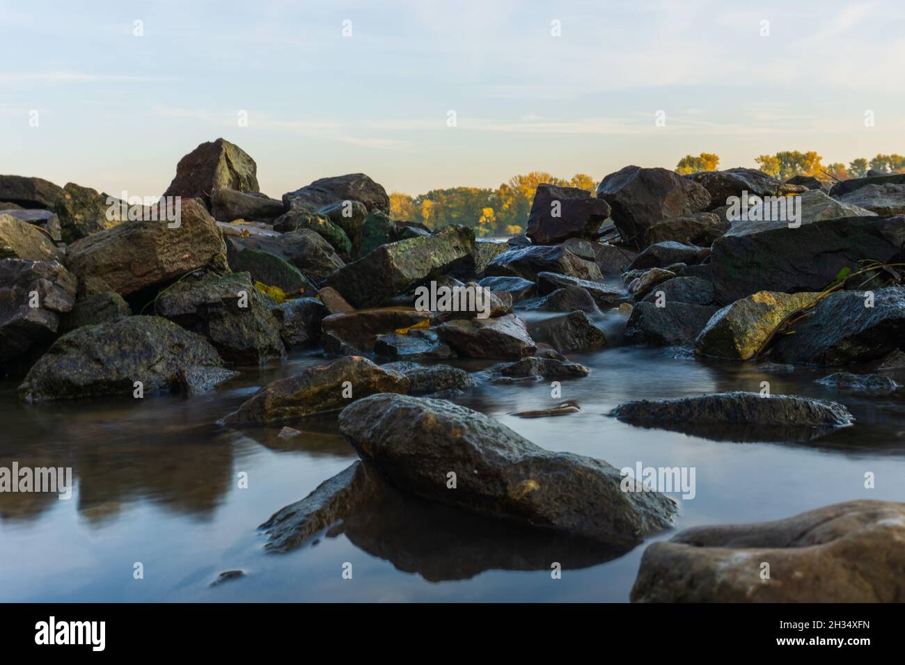 smooth waterfall from the Rhine on a stone beach Stock Photo - Alamy