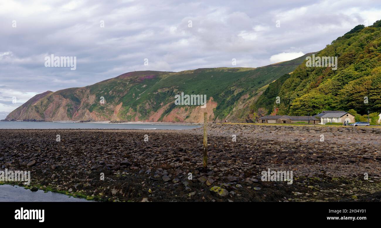Lynmouth Bay and Countisbury Hill, North Devon, UK Viewed from Harbour ...