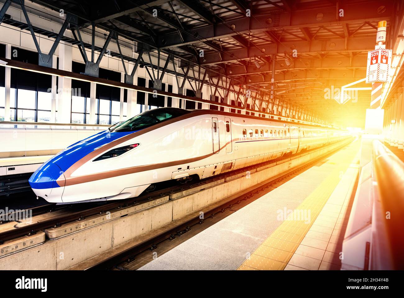 high speed train, bullet train in railway station Stock Photo - Alamy