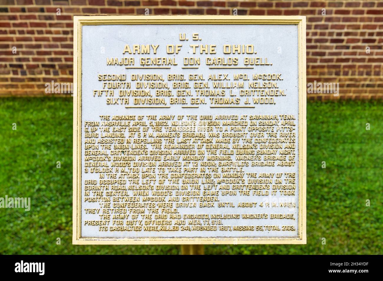 The Union Army of the Ohio historic marker outside the Visitor Center ...