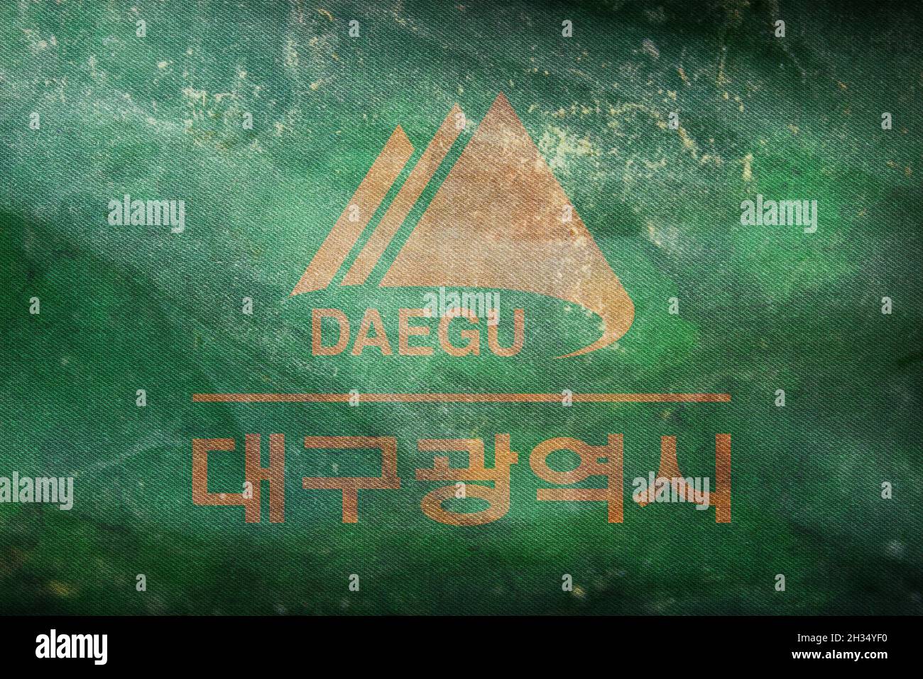 Top view of retro flag Daegu, south korea with grunge texture. korean ...