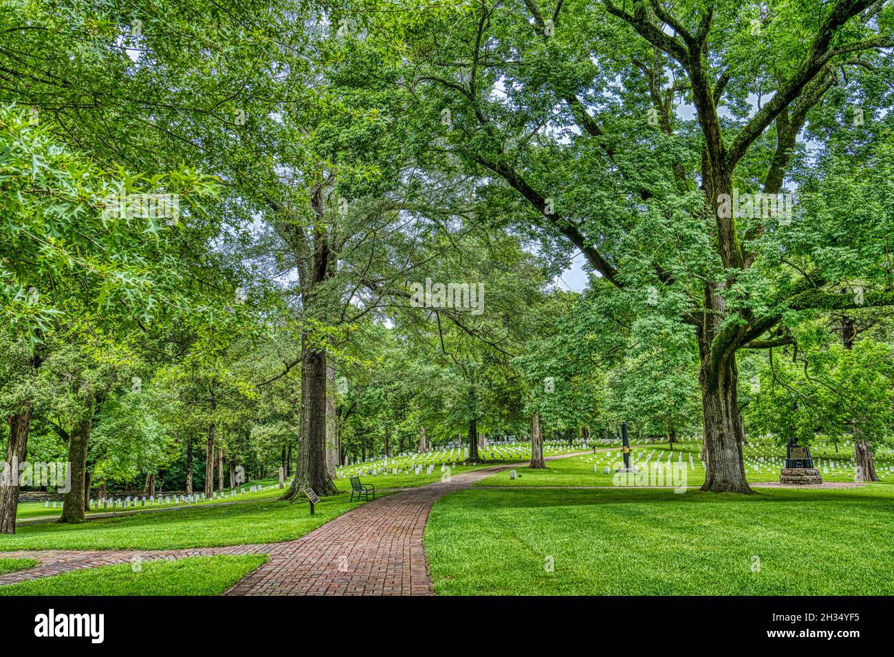 The walkway through the Shiloh National Cemetery located at the Shiloh ...