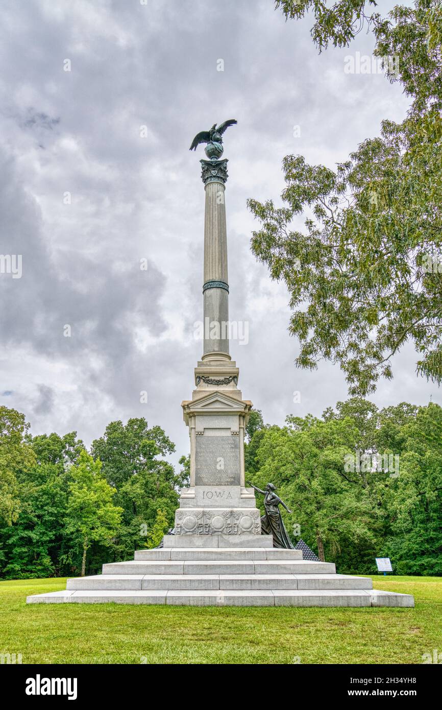 The Iowa State Monument on the battlefield of Shiloh National Military ...