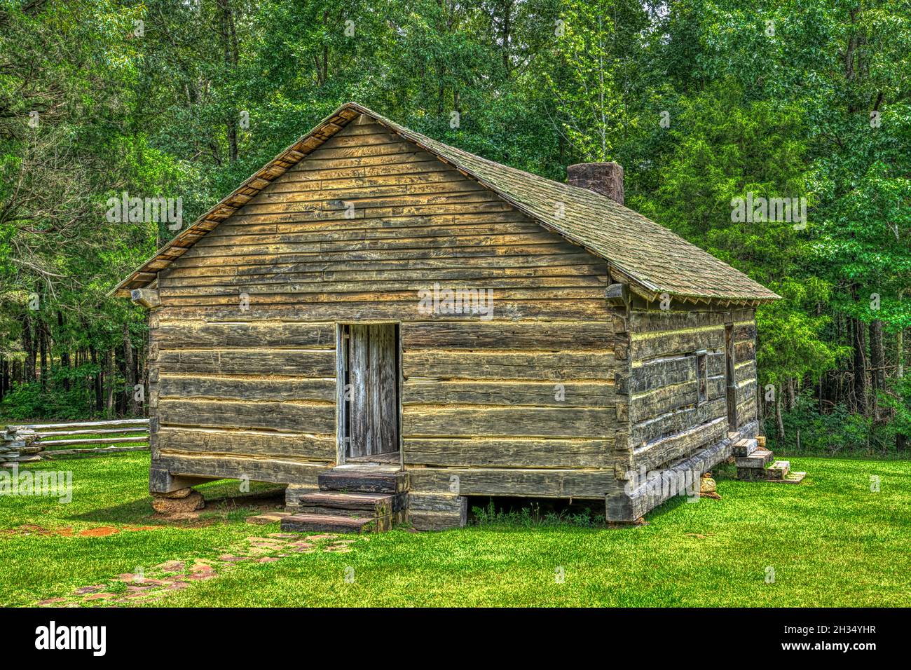Replica of the Shiloh log church on the battlefield of Shiloh National ...