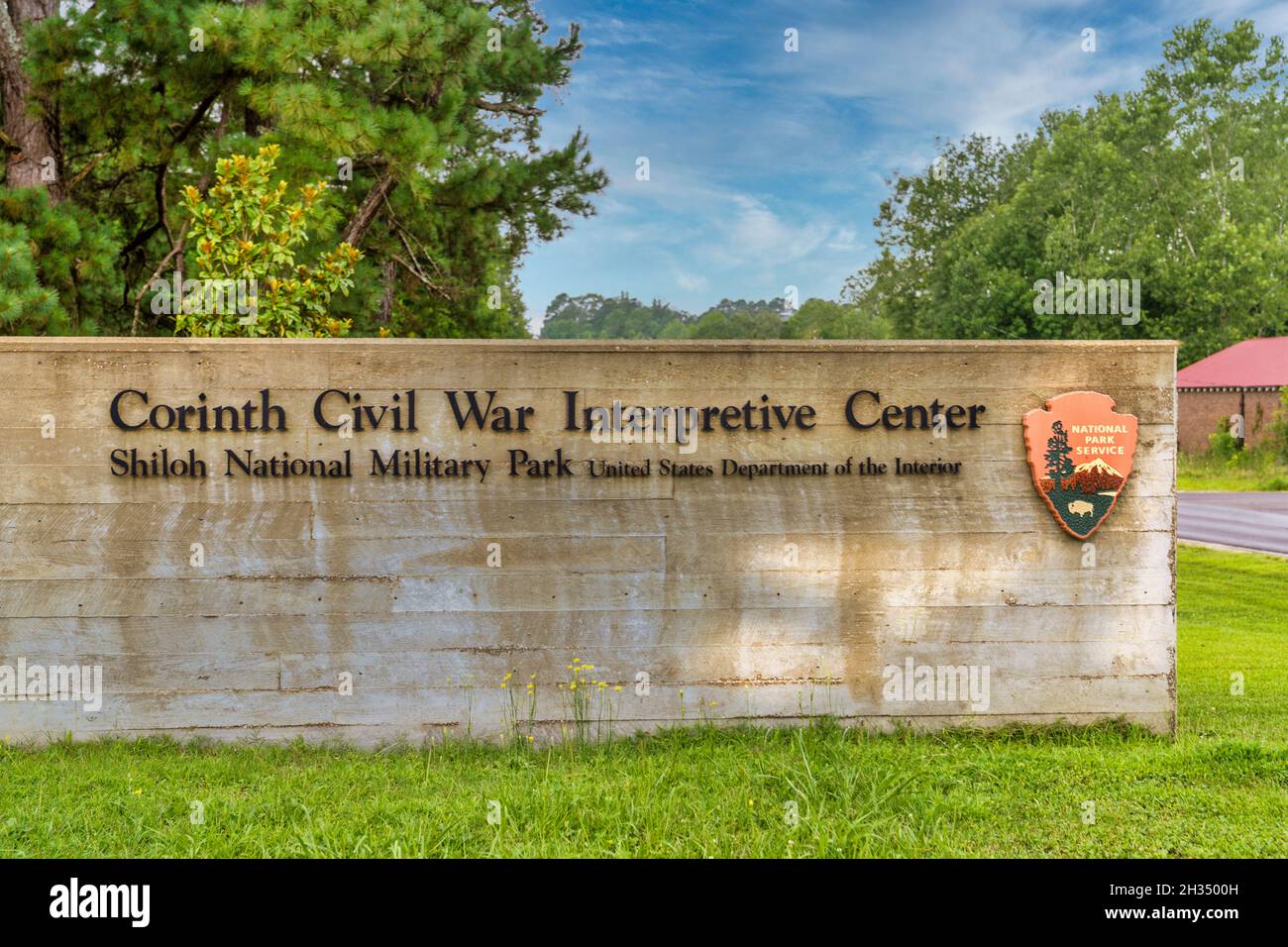 Entrance sign to the Corinth Civil War Interpretive Center of Shiloh ...