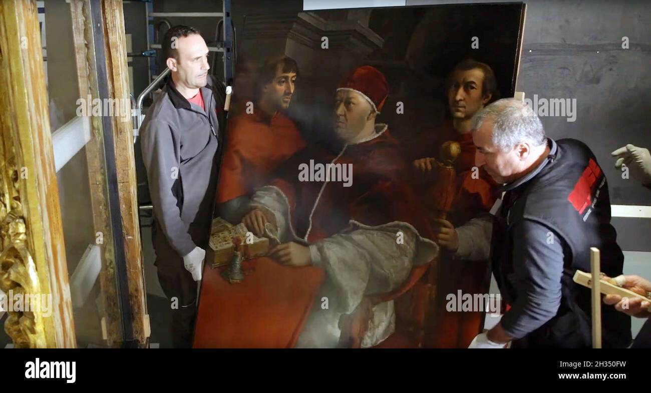 EXHIBITION ON SCREEN: RAPHAEL REVEALED, preparing for exhibition of ...