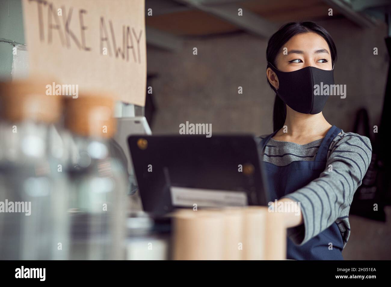 Woman cafe face barista hi-res stock photography and images - Alamy