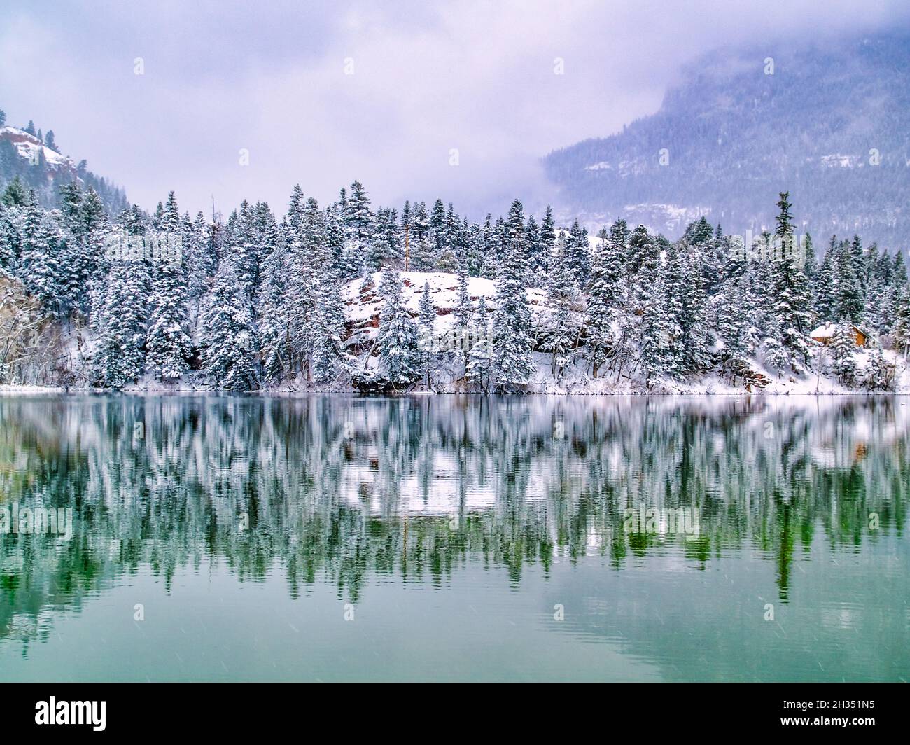 Cold snowy day on the landscape of Ouray Colorado and the San Juan ...