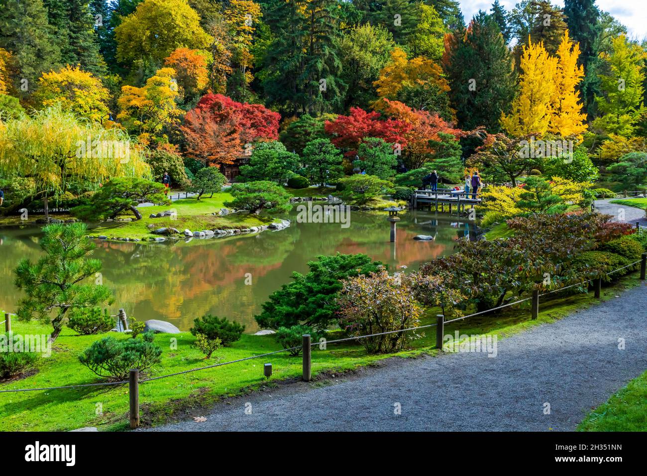 Lovely pond in Seattle Japanese Garden, Seattle, Washington State, USA ...