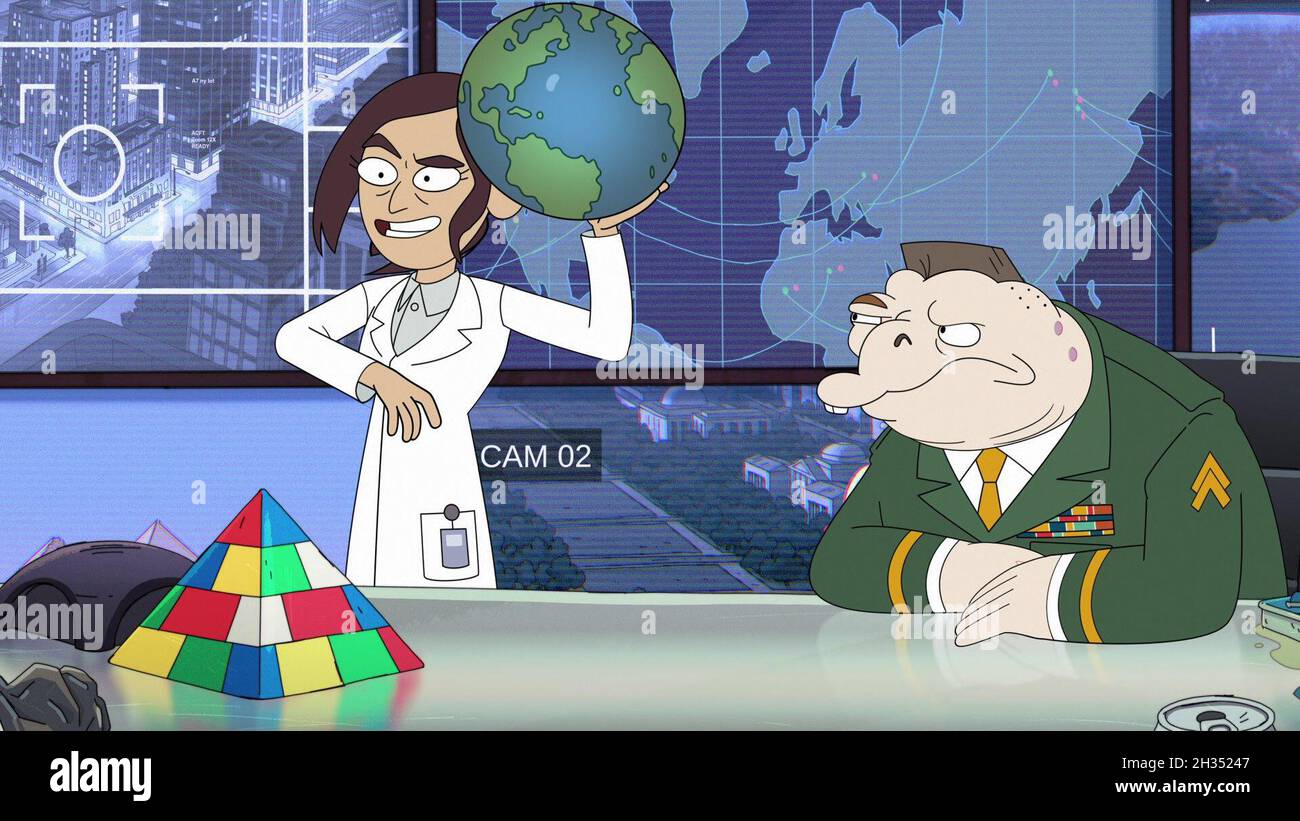 INSIDE JOB, from left: Reagan Ridley (voice: Lizzy Caplan), Glenn ...